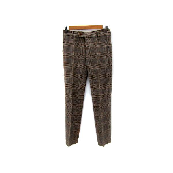 ジュンコシマダ JUNKO SHIMADA モカサン mocassin スラックスパンツ スリムパンツ ロング丈 グレンチェック柄 0 ベージュ ブラウン /SY12 レディース【ブランド】ジュンコシマダ JUNKO SHIMADA【表記サ...