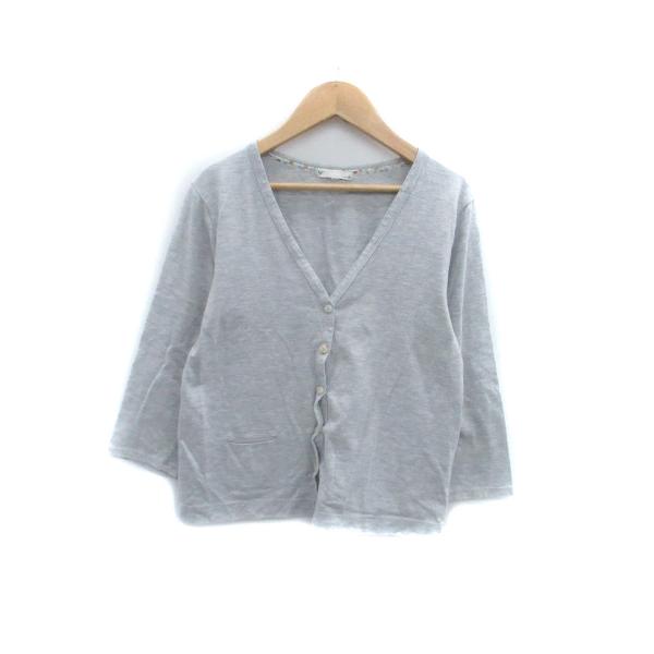 ノースオブジェクトプチ north object de petit カーディガン Vネック 七分袖 無地 グレー /HO2 レディース【表記サイズ】表記なし※実寸サイズをご確認下さい。【実寸サイズ】肩幅：36.5cm　身幅：42cm　着丈：...