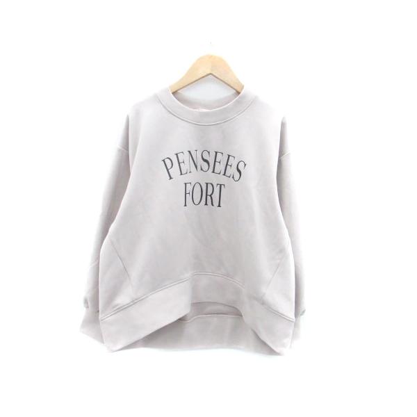 シェトワ Chez toi トレーナー ラウンドネック 長袖 プリント F ライトグレー 黒 ブラック /HO26 レディース【ブランド】シェトワ Chez toi【表記サイズ】F※実寸サイズをご確認下さい。【実寸サイズ】肩幅：49.5cm...