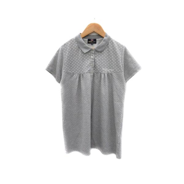 ミチコロンドンコシノ MICHIKO LONDON ポロシャツ 半袖 ポロカラー ドット柄 M グレー /YK39 レディース【表記サイズ】M※実寸サイズをご確認ください。【実寸サイズ】肩幅：35cm　身幅：42cm　着丈：68cm　袖丈：...