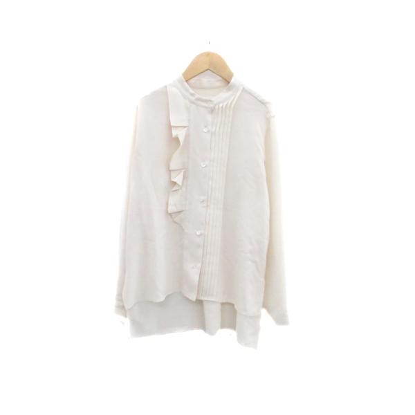 ディレクトワール DIRECTOIRE シャツ ブラウス バンドカラー 長袖 フリル 38 M ベージュ /HO27 レディース【表記サイズ】38(日本Mサイズ相当)※実寸サイズをご確認下さい。【実寸サイズ】肩幅：39cm　身幅：51cm　...
