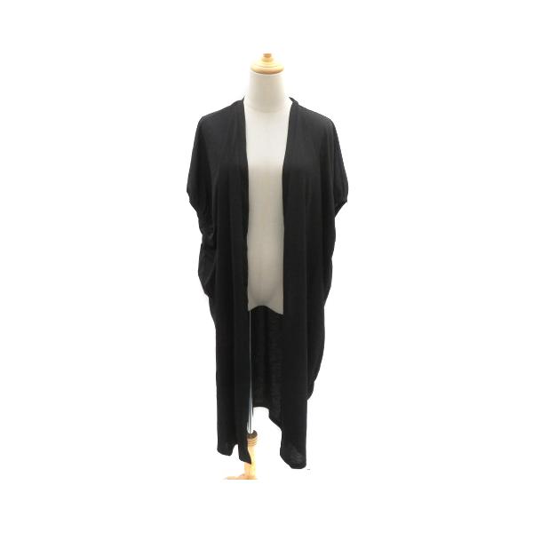 オズモーシス osmosis カーディガン ロング丈 半袖 前開き ONE 黒 ブラック /YK30  レディース【ブランド】オズモーシス osmosis【表記サイズ】ONE※実寸サイズをご確認ください。【実寸サイズ】身幅：62cm　着丈：...