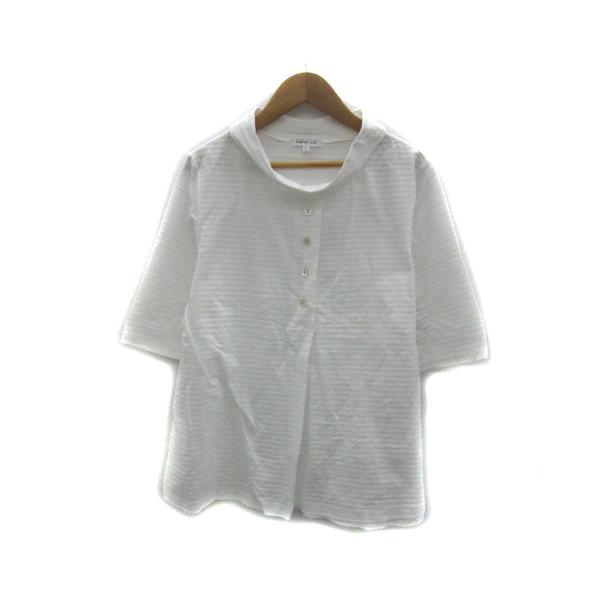 エレメントオブシンプルライフ element of SIMPLE LIFE ブラウス シャツ 半袖 オフネック L 白 ホワイト /YS27 レディース【表記サイズ】L※実寸サイズをご確認ください。【実寸サイズ】肩幅：36cm　身幅：46c...