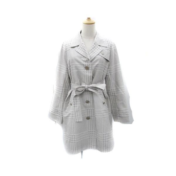 セシオセラ CECI OU CELA トレンチコート スプリングコート ロング丈 グレンチェック柄 リボン 40 L グレー /YM20 レディース【表記サイズ】40(日本Lサイズ相当)※実寸サイズをご確認ください。【実寸サイズ】肩幅：38...