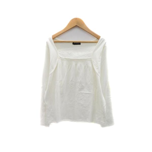 グリーンノート gree*n[nout] カットソー 長袖 スクエアネック 15 大きいサイズ オフホワイト /YK47  レディース【表記サイズ】15(日本サイズXXL相当)※実寸サイズをご確認ください。【実寸サイズ】肩幅：35cm　身幅...