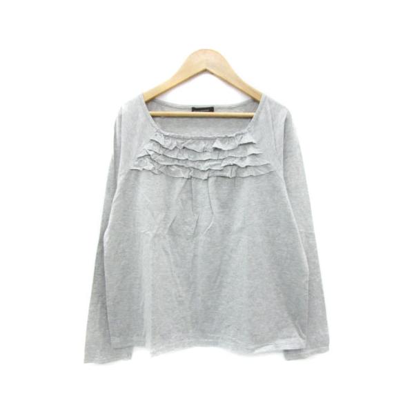 グリーンノート green nout カットソー 長袖 スクエアネック フリル 15 グレー /YM43 レディース【表記サイズ】15※実寸サイズをご確認ください。【実寸サイズ】身幅：50cm　着丈：55cm　ゆき丈：73cm　　【素材】綿...