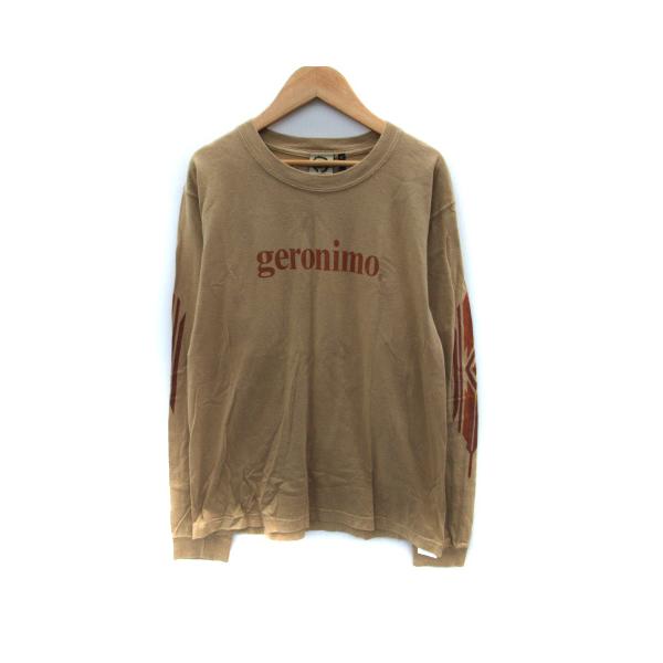 ジェロニモ geronimo Tシャツ カットソー 長袖 ラウンドネック ロゴ プリント S ベージュ /SM16 メンズ【表記サイズ】S※実寸サイズをご確認ください。【実寸サイズ】肩幅：46cm　身幅：50cm　着丈：65cm　袖丈：63...