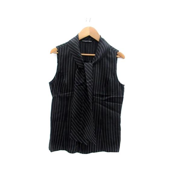 ストロベリーフィールズ STRAWBERRY-FIELDS シャツ ブラウス ノースリーブ ボウタイ ストライプ柄 黒 ブラック ベージュ /HO5 レディース【ブランド】ストロベリーフィールズ STRAWBERRY-FIELDS【表記サイ...