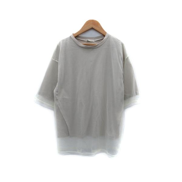 ジャバ JaVa Tシャツ カットソー 半袖 ラウンドネック チュール レイヤード XL 大きいサイズ ベージュ /SM25 レディース【表記サイズ】XL※実寸サイズをご確認ください。【実寸サイズ】肩幅：52cm　身幅：50cm　着丈：76...