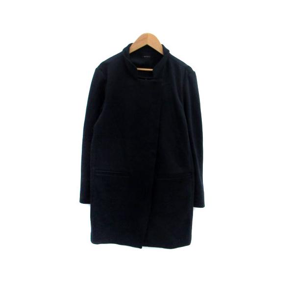 メトリーゼ MAITRESSE スタンドカラーコート ロング丈 9号 M 紺 ネイビー /HO36 レディース【ブランド】メトリーゼ MAITRESSE【表記サイズ】9号(日本Mサイズ相当)※実寸サイズをご確認下さい。【実寸サイズ】肩幅：4...