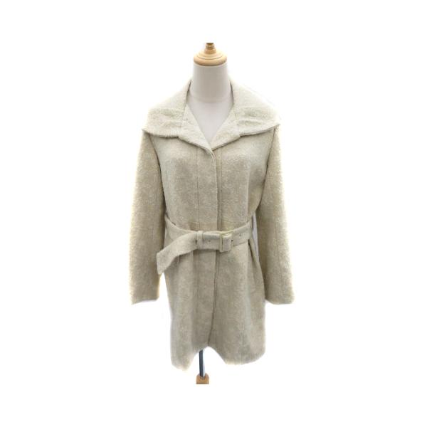 プルクワ POURQUOI オープンカラーコート ロング丈 ウエストベルト付き40 L ベージュ /YK2 レディース【表記サイズ】40(日本サイズL相当)※実寸サイズをご確認ください。【実寸サイズ】肩幅：39cm　身幅：46cm　袖丈：5...