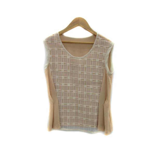 フーチークーチー Hoochie Coochie カットソー ノースリーブ ラウンドネック グラフチェック柄 38 M ベージュ 白 ホワイト レディース【ブランド】フーチークーチー Hoochie Coochie【表記サイズ】38（日本サ...