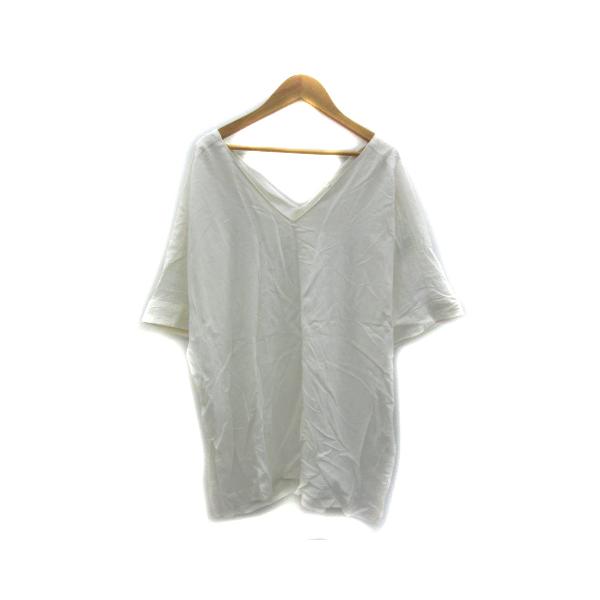 マウジー MOUSSY カットソー 半袖 Vネック 無地 麻 リネン オーバーサイズ F 白 ホワイト /YS12 レディース【ブランド】マウジー MOUSSY【表記サイズ】F※実寸サイズをご確認ください。【実寸サイズ】身幅：63cm　着丈...