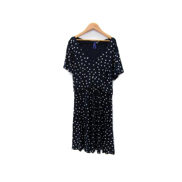 セラフィン seraphine 授乳服 マタニティーウエア ワンピース ロング丈 半袖 Vネック ドット柄 水玉柄 M 紺 ネイビー /SY36 レディース【表記サイズ】M※実寸サイズをご確認ください。【実寸サイズ】肩幅：39cm　身幅：4...