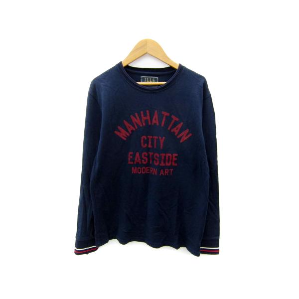 イルズ ILLS カットソー Tシャツ 長袖 ラウンドネック フロッキープリント M 紺 ネイビー /SY19 メンズ【表記サイズ】M※実寸サイズをご確認ください。【実寸サイズ】肩幅：44cm　身幅：48cm　着丈：64cm　袖丈：59cm...