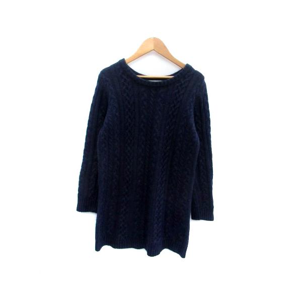 アプワイザーリッシェ Apuweiser-riche ニット セーター ラウンドネック 長袖 無地 アンゴラ混 2 M 紺 ネイビー /HO5 レディース【ブランド】アプワイザーリッシェ Apuweiser-riche【表記サイズ】2(日本...