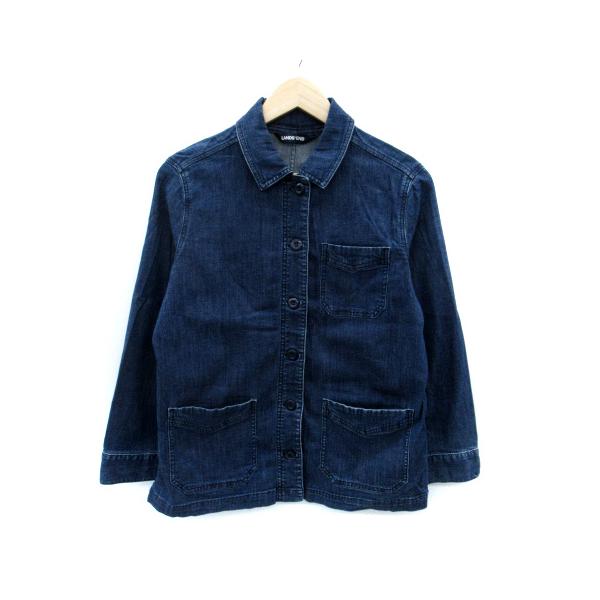 ランズエンド LAND'S END デニムジャケット カバーオールジャケット ミドル丈 M 青 ブルー /SM41 レディース【表記サイズ】M※実寸サイズをご確認ください。【実寸サイズ】肩幅：40cm　身幅：50cm　袖丈：54cm　着丈：...