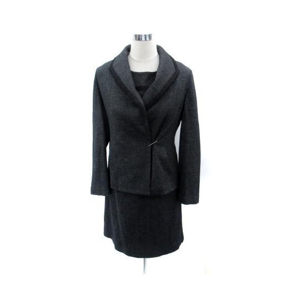 クリスチャンオジャール セットアップ 上下 ジャケット ミドル丈 総柄 ワンピース ひざ丈 ノースリーブ 9AT ダークグレー 黒 ブラック【ブランド】クリスチャンオジャール CHRISTIAN AUJARD【表記サイズ】9AT※実寸サイズ...