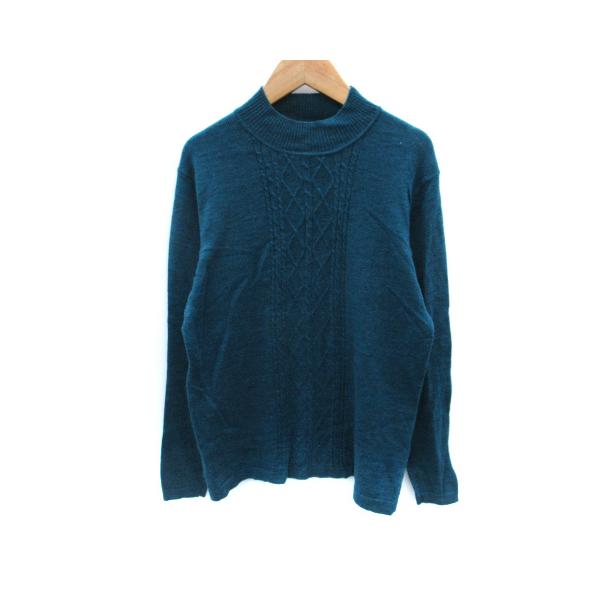 シレーナ sirena ニット カットソー 長袖 ボトルネック ケーブル編み 3L 大きいサイズ ブルーグリーン /SM1 レディース【表記サイズ】3L※実寸サイズをご確認ください。【実寸サイズ】肩幅：40cm　身幅：48cm　着丈：64c...