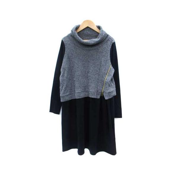 ミルクティー Milktea 授乳服 マタニティウェア ワンピース ひざ丈 長袖 タートルネック 切替 グレー 紺 ネイビー /SM27 レディース【表記サイズ】サイズ表記なし※実寸サイズをご確認ください。【実寸サイズ】肩幅：36cm　身幅...
