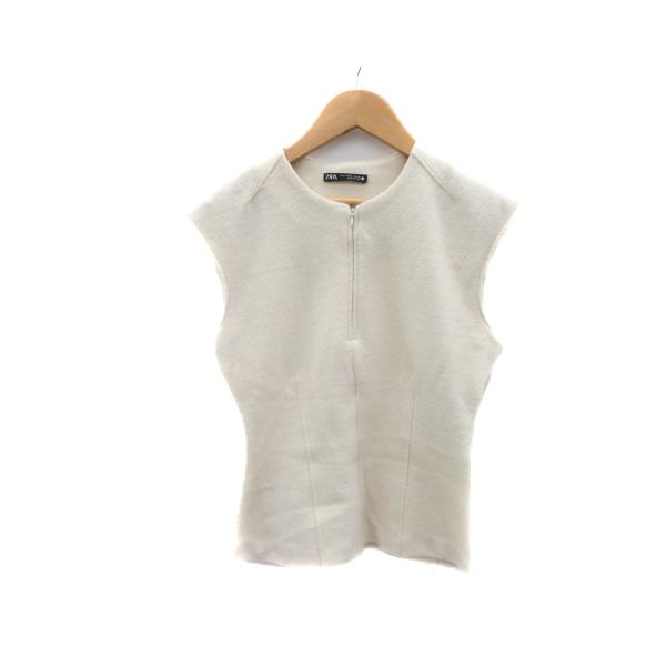 ザラ ZARA ニットベスト プルオーバー ハーフジップ ウール混 S オフホワイト /YK27 レディース【ブランド】ザラ ZARA【表記サイズ】S※実寸サイズをご確認ください。【実寸サイズ】身幅：39cm　着丈：54.5cm　　【素材】...