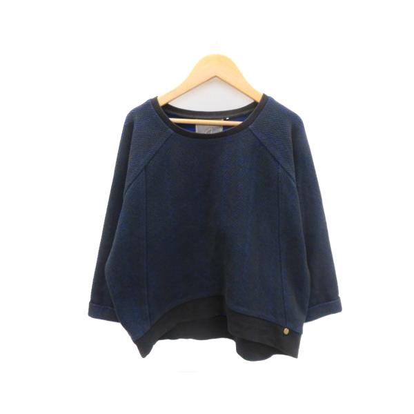 ヤンガニー  yangany カットソー 七分袖 ヘリンボーン柄 38 M 黒 ブラック 紺 ネイビー /YK2 レディース【ブランド】ヤンガニー  yangany【表記サイズ】38(日本サイズM相当)※実寸サイズをご確認ください。【実寸サ...