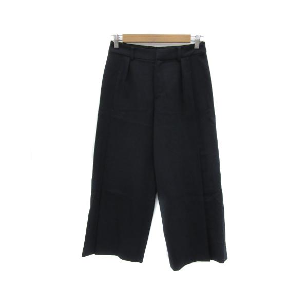 ウルル ULURU ワイドパンツ アンクル丈 無地 ウール 1 紺 ネイビー /YS5 レディース【表記サイズ】1※実寸サイズをご確認ください。【実寸サイズ】ウエスト：66cm　もも幅：27cm　裾幅：26cm　股上：24.5cm　股下：6...