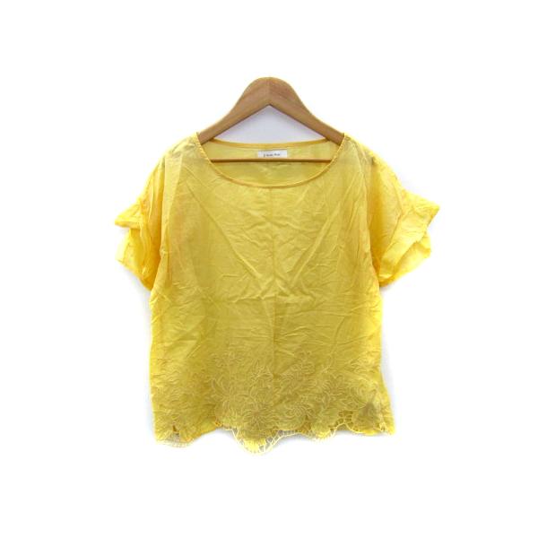 ジェイエフレディメイド JF Ready Made ブラウス カットソー 半袖 ラウンドネック 無地 刺繍 花柄 F 黄 イエロー /SY18 レディース【表記サイズ】F※実寸サイズをご確認ください。【実寸サイズ】身幅：51.5cm　着丈：...