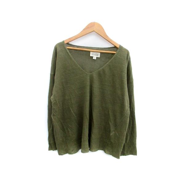 ニリロータン NILILOTAN ニット カットソー Vネック 長袖 無地 麻 リネン S カーキ /HO32 レディース【表記サイズ】S※実寸サイズをご確認下さい。【実寸サイズ】身幅：53cm　着丈：52cm　ゆき丈：68cm　　【素材】...