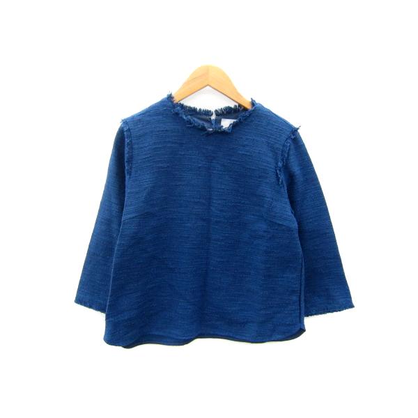 シーズンスタイルラボ SEASON STYLE LAB カットソー 七分袖 ツイード フリンジ 38 M 青 ブルー /SY38 レディース【表記サイズ】38（日本サイズM相当）※実寸サイズをご確認ください。【実寸サイズ】肩幅：36cm　身...