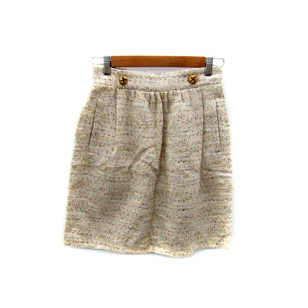 ブルーデブレス BLUE DE BRESSE フレアスカート ひざ丈 ツイード 38 M ベージュ /SY28 レディース【ブランド】ブルーデブレス BLUE DE BRESSE【表記サイズ】38（日本サイズM相当）※実寸サイズをご確認くだ...