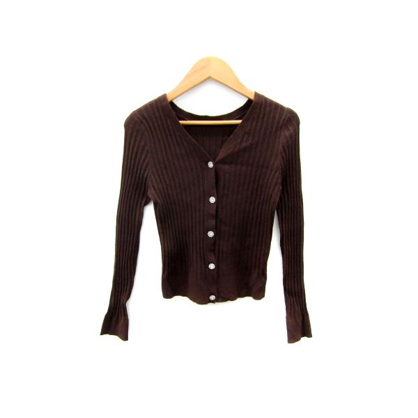 ノエラ Noela リブニットカーディガン ショート丈 Vネック 無地 茶 ブラウン /SY28 レディース【ブランド】ノエラ Noela【表記サイズ】サイズ表記なし※実寸サイズをご確認ください。【実寸サイズ】肩幅：34cm　身幅：36cm...