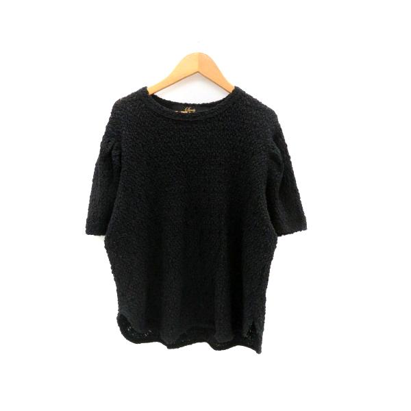 スカディ Squady カットソー ラウンドネック 半袖 無地 2 M 黒 ブラック /HO19 レディース【表記サイズ】2(日本Mサイズ相当)※実寸サイズをご確認下さい。【実寸サイズ】肩幅：38cm　身幅：53cm　着丈：58cm　袖丈：...