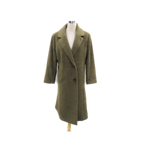 タカシマヤ スタイル プリュ TAKASHIMAYA Style Plus チェスターコート ロング丈 シングルボタン LL カーキ /HO6 レディース【表記サイズ】LL※実寸サイズをご確認下さい。【実寸サイズ】肩幅：42cm　身幅：56...