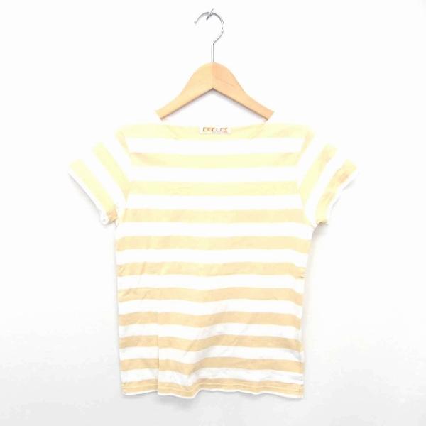 EXILES ANOTHER WORLD Tシャツ カットソー ボーダー ボートネック 半袖 S クリーム ホワイト 白 /TT18 レディース【表記サイズ】S【実寸サイズ】肩幅：約33cm　身幅：約40cm　着丈：約56cm　袖丈：約12...