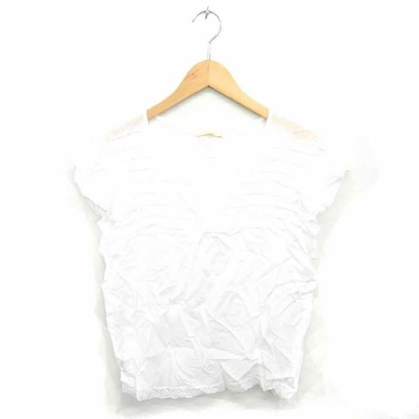 クローラ crolla カットソー Tシャツ 丸首 レース 透け感 薄手 半袖 38 白 ホワイト /TT35 レディース【ブランド】クローラ crolla【表記サイズ】38【実寸サイズ】身幅：約44cm　着丈：約53cm　ゆき丈：約25c...