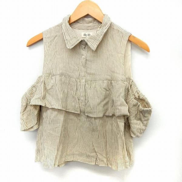 DEBY DEBO シャツ ブラウス ストライプ オープンショルダー 綿 コットン ベージュ /ST3 レディース【表記サイズ】サイズ表記なし。（実寸サイズをご覧ください）【実寸サイズ】身幅：約53cm　総丈：約49cm　　【素材】表地：綿...