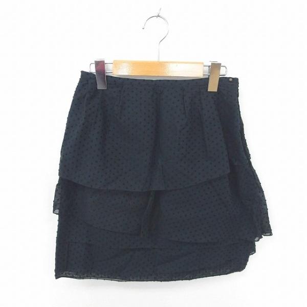 アンバリ AMBALI スカート タイト ミニ ティアード ドット 綿 コットン 36 濃紺 ネイビー /TT31 レディース【表記サイズ】36【実寸サイズ】ウエスト：約62cm　ヒップ：約86cm　スカート丈：約45cm　　【素材】コット...