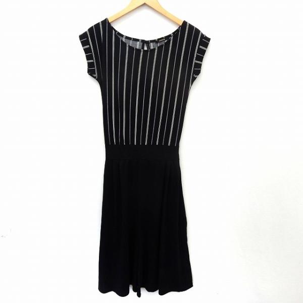 DOSCH オールインワン 半袖 ストライプ ワイドパンツ ウエストゴム M ブラック /ST51 レディース【表記サイズ】M【実寸サイズ】腰から胸当て：約38cm　ウエスト：約68〜80cm　股上：約38cm　もも幅：約29cm　股下：約...