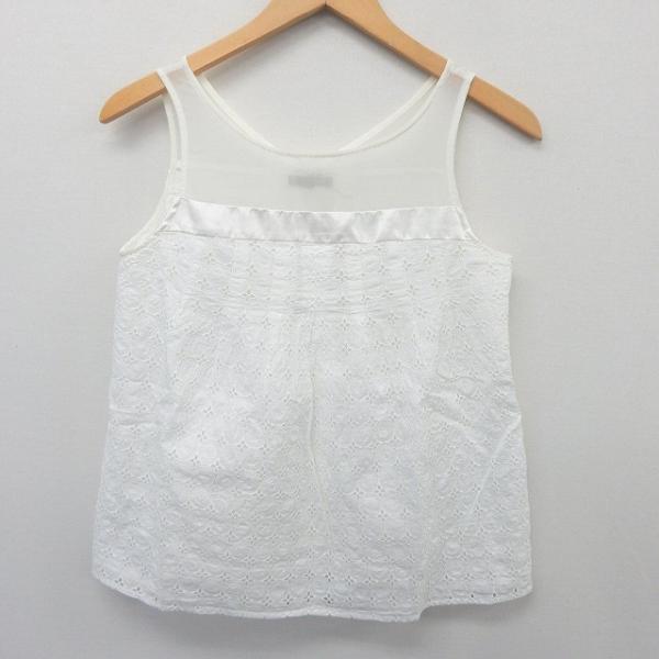 VIERGE カットソー ノースリーブ 透けデコルテ レース 38 ホワイト /ST11 レディース【表記サイズ】38【実寸サイズ】身幅：約43cm　総丈：約56cm　　【素材】表地：綿100％　裏地：ポリエステル100％【色】ホワイト 　...