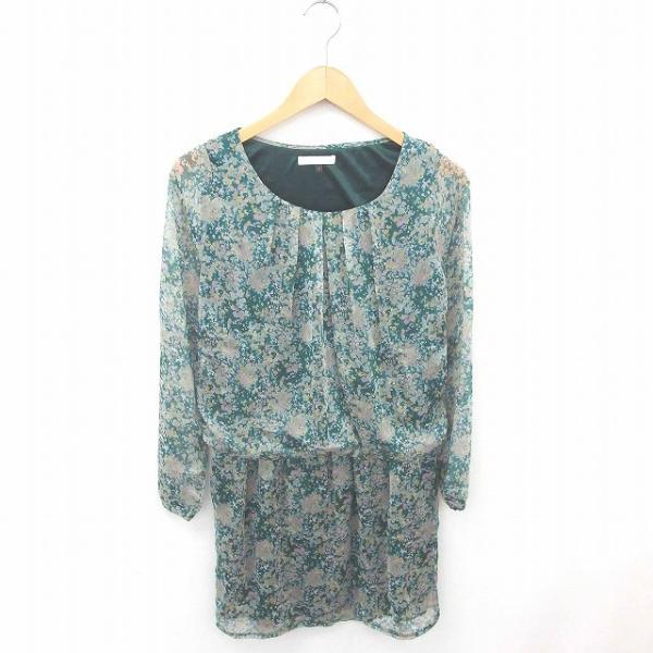 プロポーション ボディドレッシング ワンピース 膝下丈 丸首 プルオーバー 総柄 薄手 長袖 3 緑 グリーン /TT29 レディース【ブランド】プロポーション ボディドレッシング PROPORTION BODY DRESSING【表記サイ...