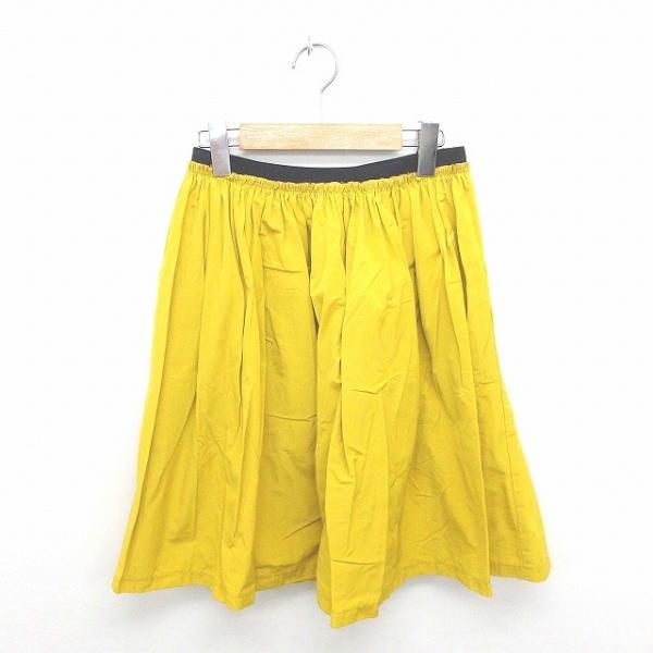 アムハースト amherst スカート ギャザー フレア ひざ丈 薄手 無地 シンプル M 黄 イエロー /TT55 レディース【表記サイズ】M【実寸サイズ】ウエスト：約62〜70cm　ヒップ：約90cm　スカート丈：約51cm　　【素材】...