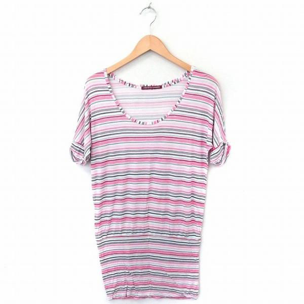 コントワーデコトニエ COMPTOIR DES COTONNIERS ワンピース ボーダー 丸首 半袖 ひざ丈 S ピンク /FT14 レディース【ブランド】コントワーデコトニエ COMPTOIR DES COTONNIERS【表記サイズ】...