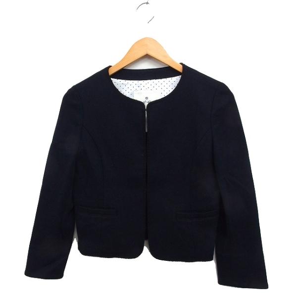 エフデ ef-de ノーカラージャケット ブレード セレモニー 無地 コットン 綿 9 ネイビー 紺 /FT20 レディース【ブランド】エフデ ef-de【表記サイズ】9【実寸サイズ】肩幅：約38cm　身幅：約43cm　袖丈：約52cm　着...