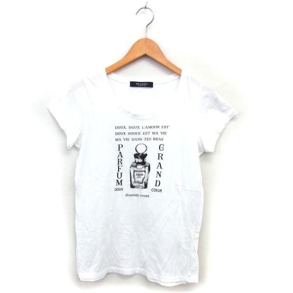 ブラーミン BRAHMIN ラウンドネック カットソー Tシャツ 透け感 プリント 英字 コットン混 半袖 38 白 ホワイト /NT26 レディース【ブランド】ブラーミン BRAHMIN【表記サイズ】38【実寸サイズ】肩幅：約34cm　身...