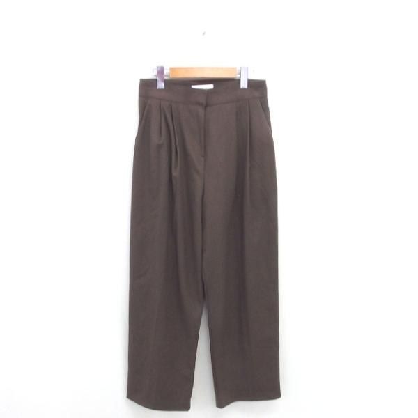 COMETE ハイウエスト パンツ ロング ジッププライ タック S 茶 ブラウン /TT レディース【表記サイズ】S【実寸サイズ】ウエスト：約66cm　もも幅：約29cm　裾幅：約23cm　股上：約33cm　股下：約67cm　　【素材】ケ...