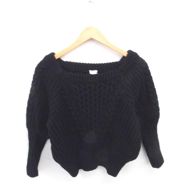 ロザリー Rosary ニット セーター スクエアネック ラグランスリーブ リブ袖 長袖 F 黒 ブラック /TT  レディース【表記サイズ】F(実寸サイズをご確認ください。）【実寸サイズ】身幅：約46cm　着丈：約46cm　ゆき丈：約61...