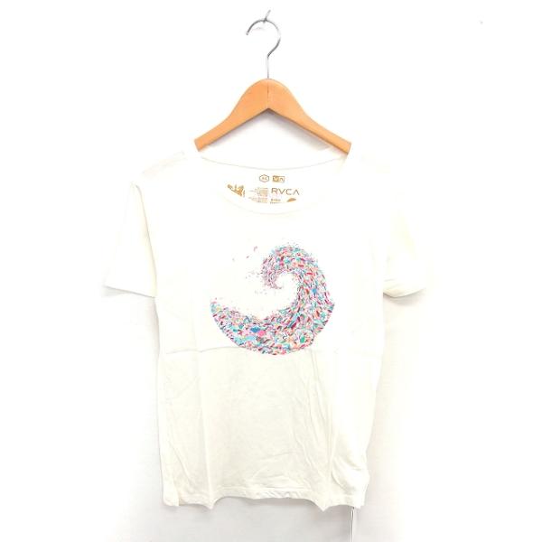 未使用品 シェルター Sheltter タグ付き RVCA Tシャツ カットソー プリント ボートネック 半袖 XS アイボリー /TT レディース【ブランド】シェルター Sheltter【表記サイズ】XS【実寸サイズ】肩幅：約42cm　身...