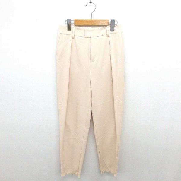 tinks krow パンツ テーパード ジップフライ 裾フリンジ 無地 シンプル 36 薄茶 ベージュ /TT42 レディース【表記サイズ】36【実寸サイズ】ウエスト：約62cm　もも幅：約26cm　裾幅：約15cm　股上：約32cm　股...