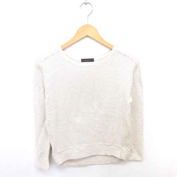 アメリカンラグシー AMERICAN RAG CIE ニット セーター 丸首 ボーダー 綿 長袖 F 薄茶 白 ベージュ ホワイト /TT17 レディース【ブランド】アメリカンラグシー AMERICAN RAG CIE【表記サイズ】F(実寸...